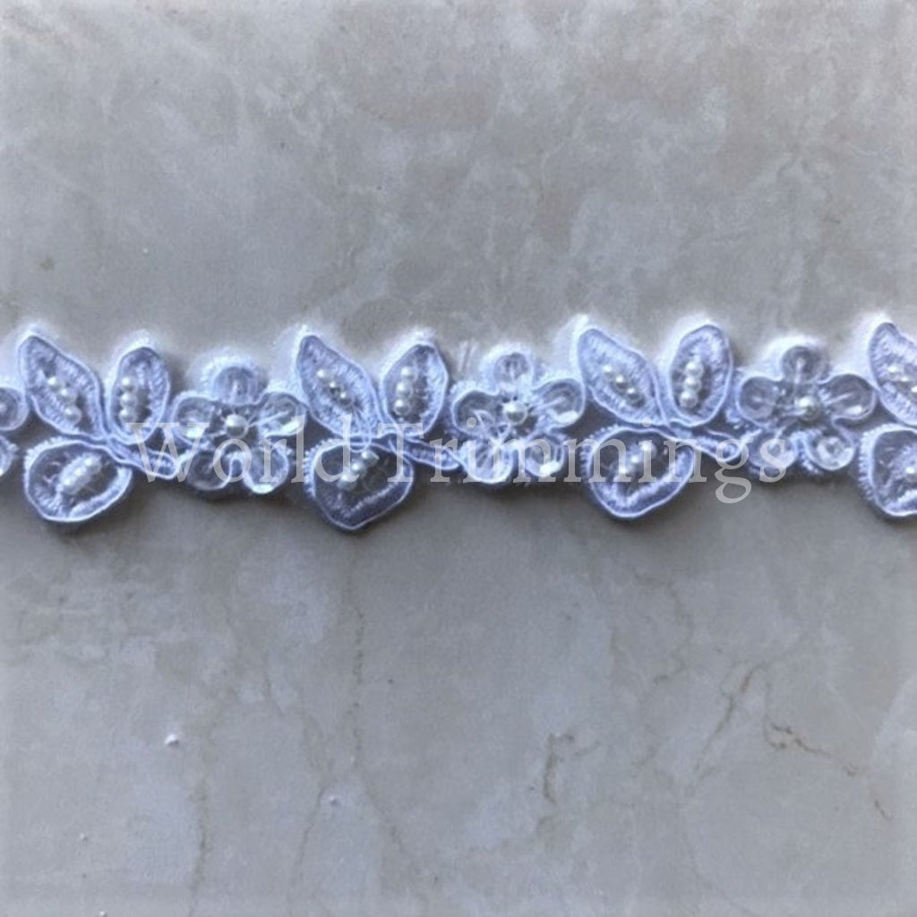 beads and sequined White lace trim, beading cord lace trim, bridal lac ...
