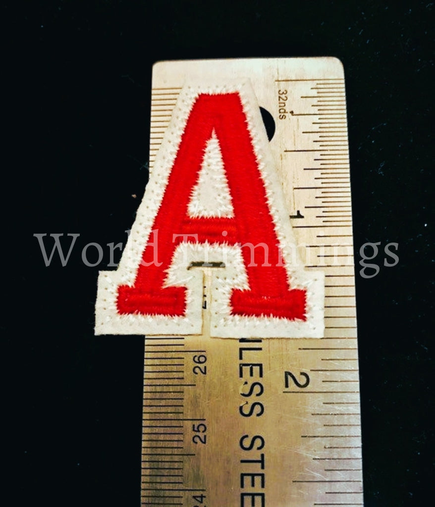 Embroidered Alphabet Patch Red and White Letters A ~ Z Iron On Patches ...