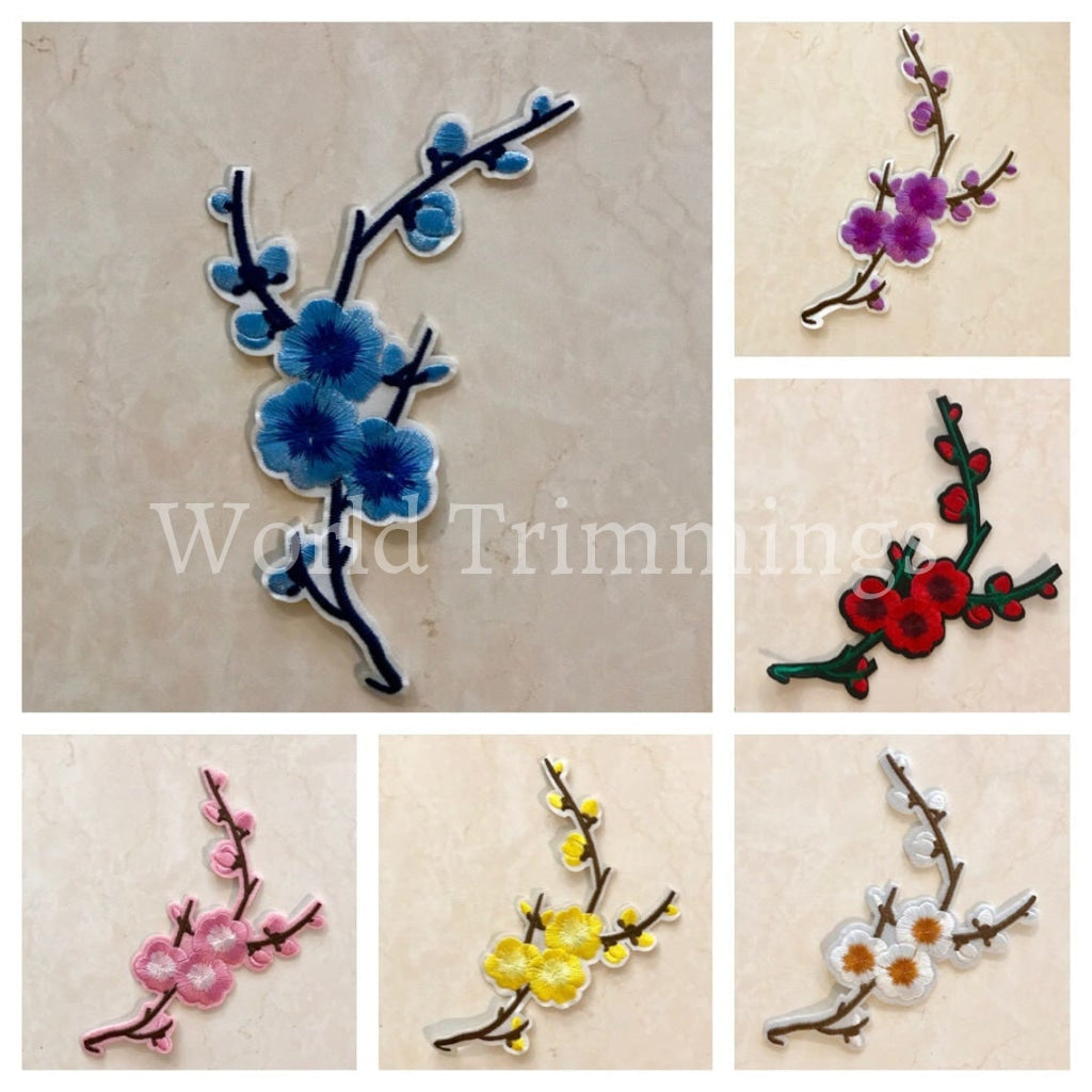 Plum Blossom Flower Embroidered Applique Patch Embroidery Applique,Adh ...